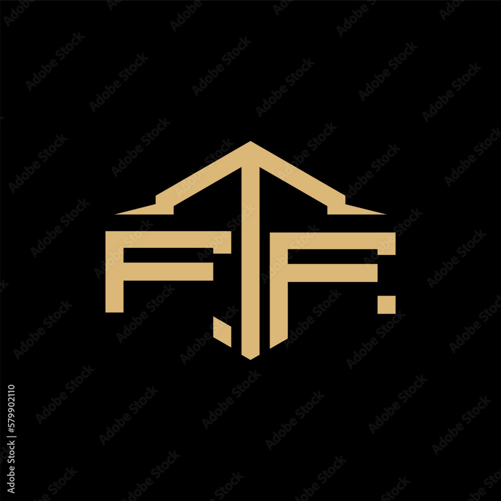 FTF Letter Logo Design Vector. FTF monogram polygon building shape cut ...