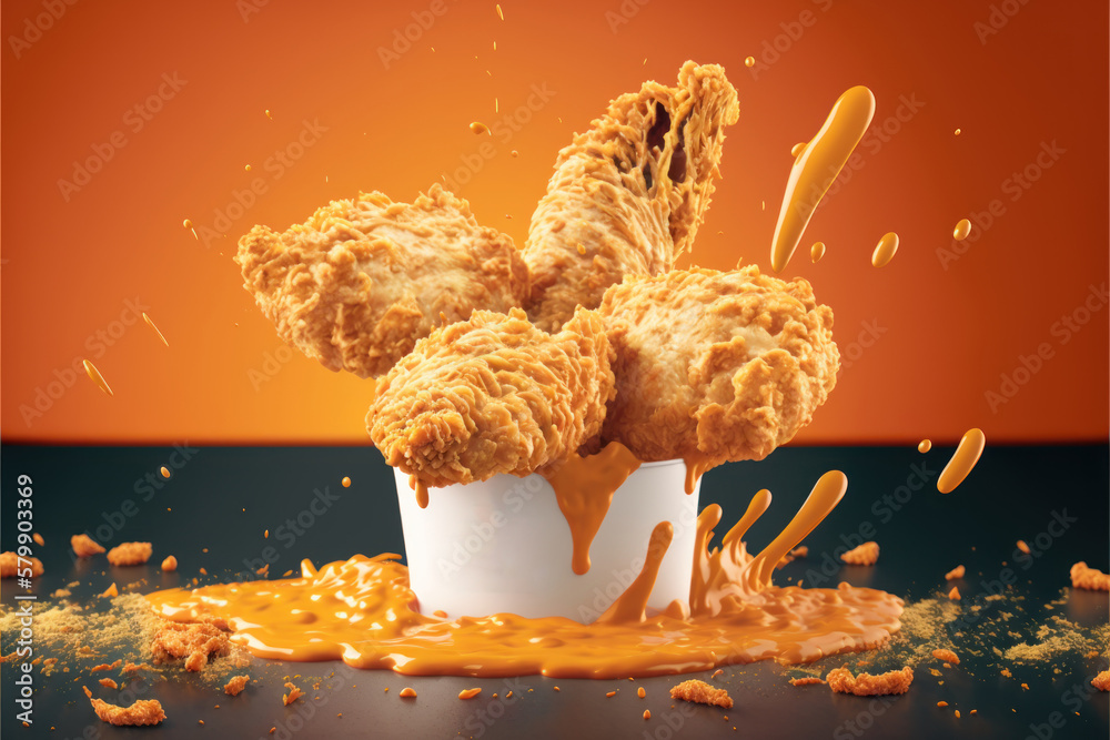 Crispy and juicy American style fried chicken, fried chicken, frango ...