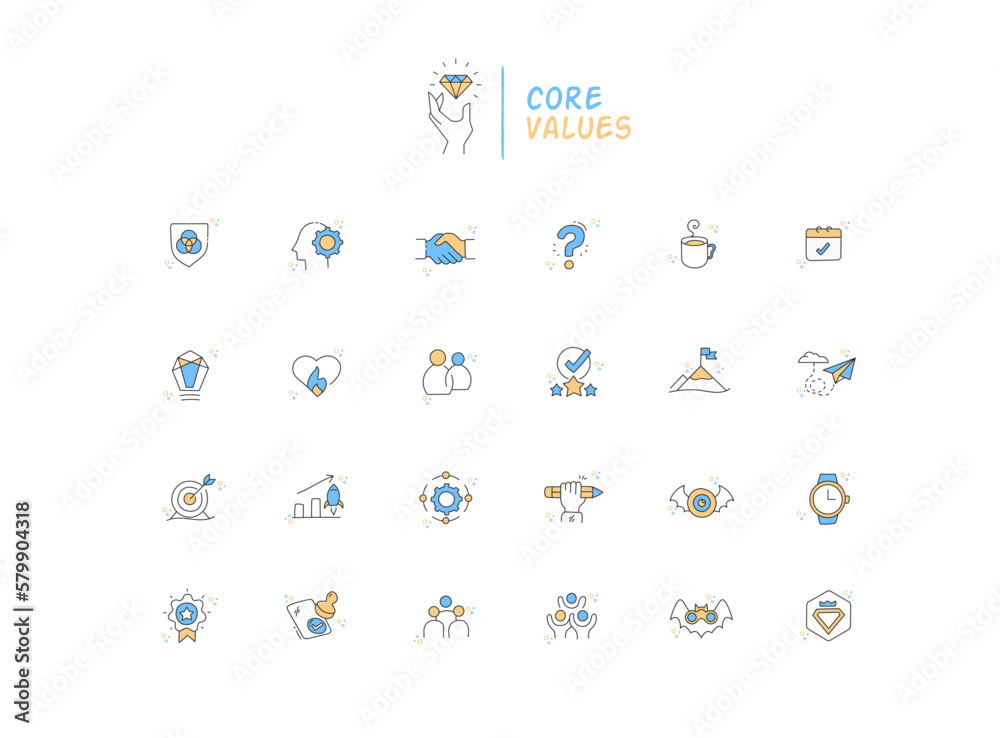 Core values icon set. The modern symbol of company core values, vector ...