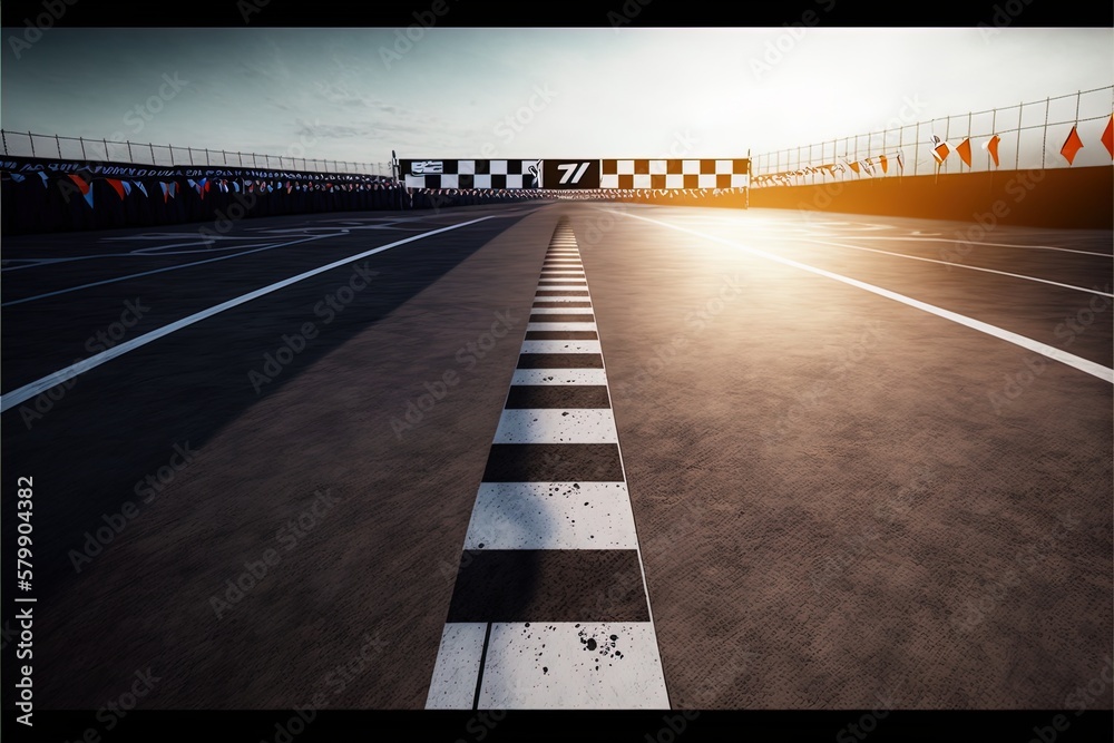 Finish line racing, Home stretch, race track, golden port in 8K created ...