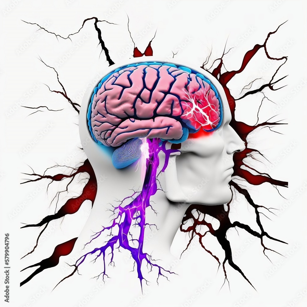 conceptual illustration of stroke, human brain, worldwide disease ...
