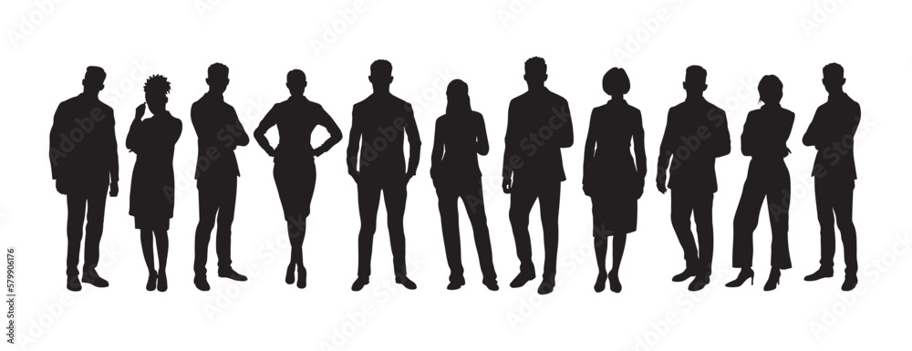 People standing in row silhouette vector. Stock Vector | Adobe Stock