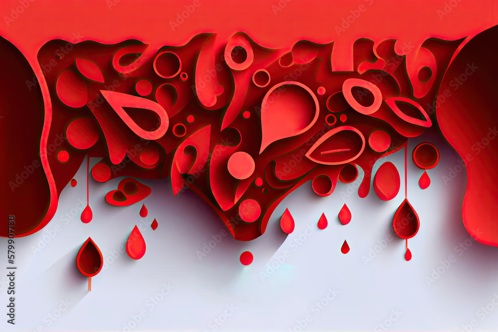 Medical concept header or banner with red abstract paper cut shapes and ...