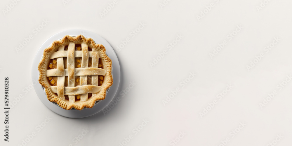 Top view apple pie isolated on a white background with copy space ...