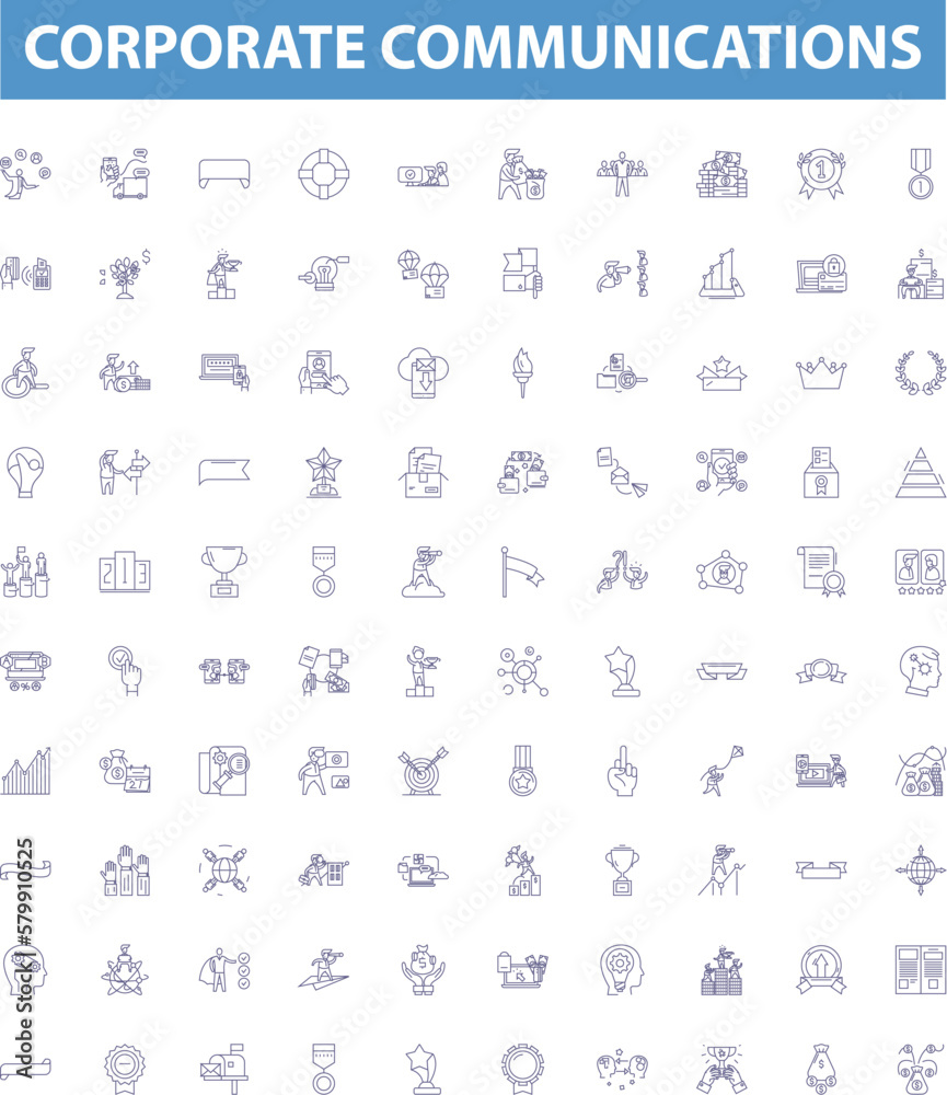 Corporate communications line icons, signs set. corporate ...