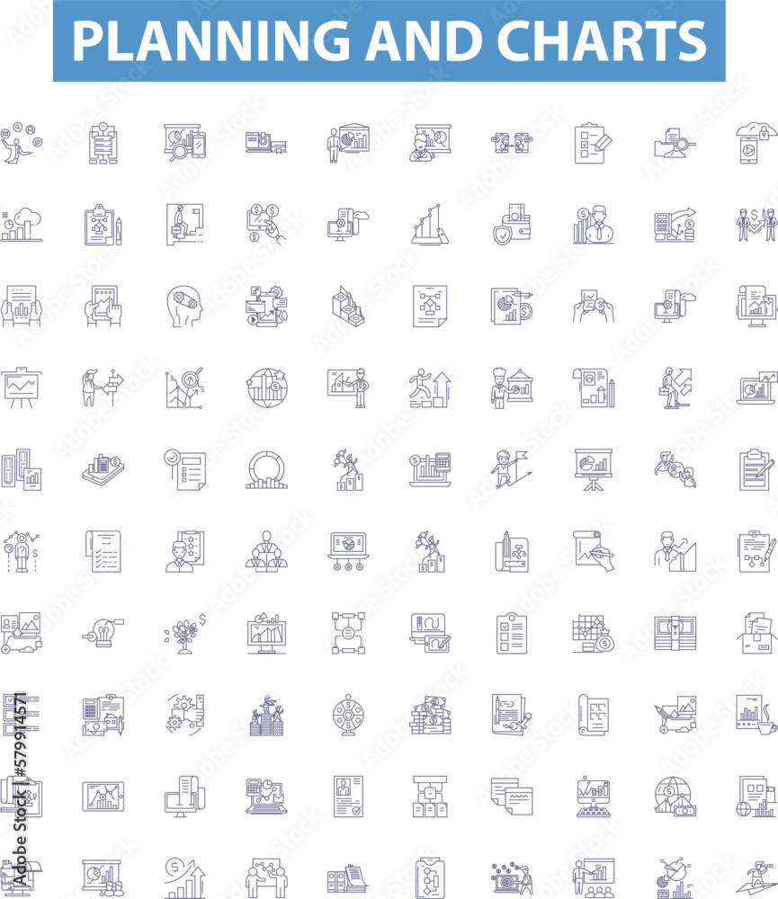 Planning and charts line icons, signs set. Planning, Charts, Strategy ...