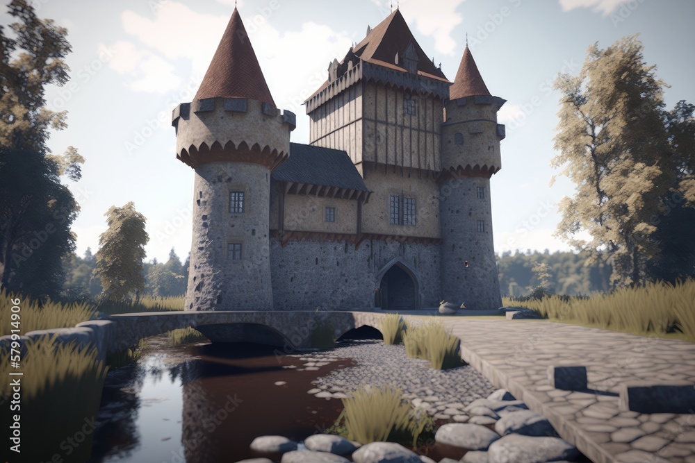 Explore a Hyper-Detailed Medieval Castle with Moat and Drawbridge in ...