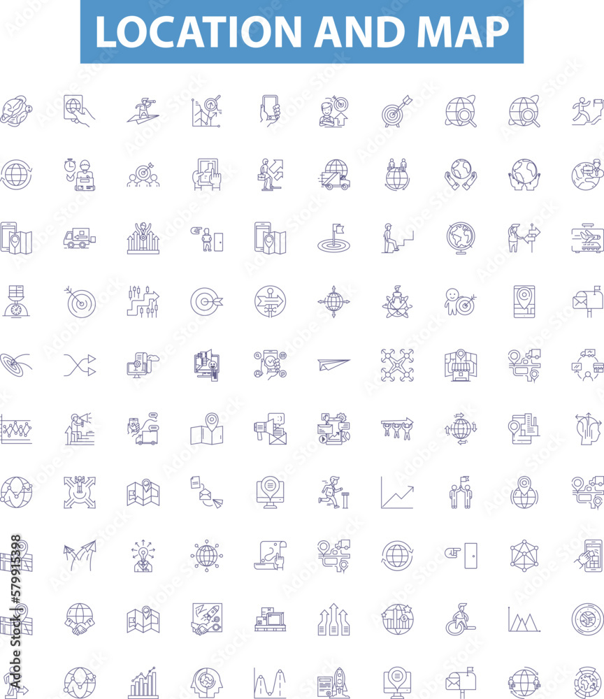 Location and map line icons, signs set. Map, Location, Geographic ... Location and map line icons, signs set. Map, Location, Geographic ...