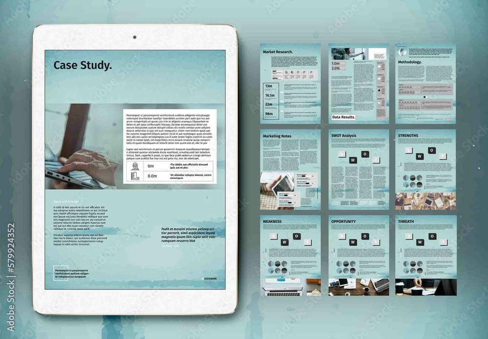 Modern Digital Case Study Layouts Stock Template | Adobe Stock