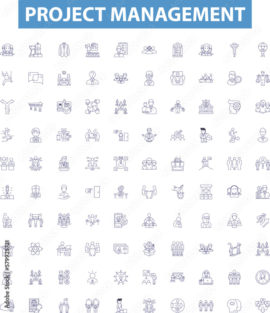 Project management line icons, signs set. Project, Management, Planning ...