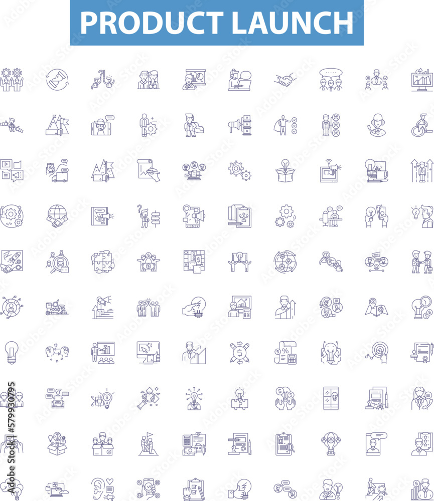 Product launch line icons, signs set. Launch, Product, Introduction ...