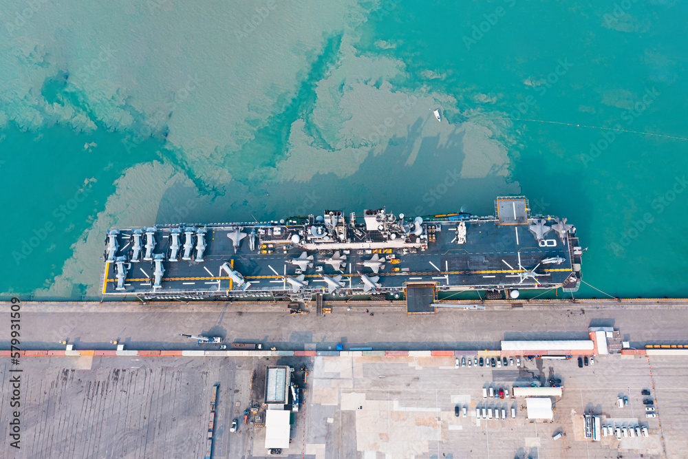 Amphibious assault ship USS Makin Island (LHD 8). Wasp class amphibious ...