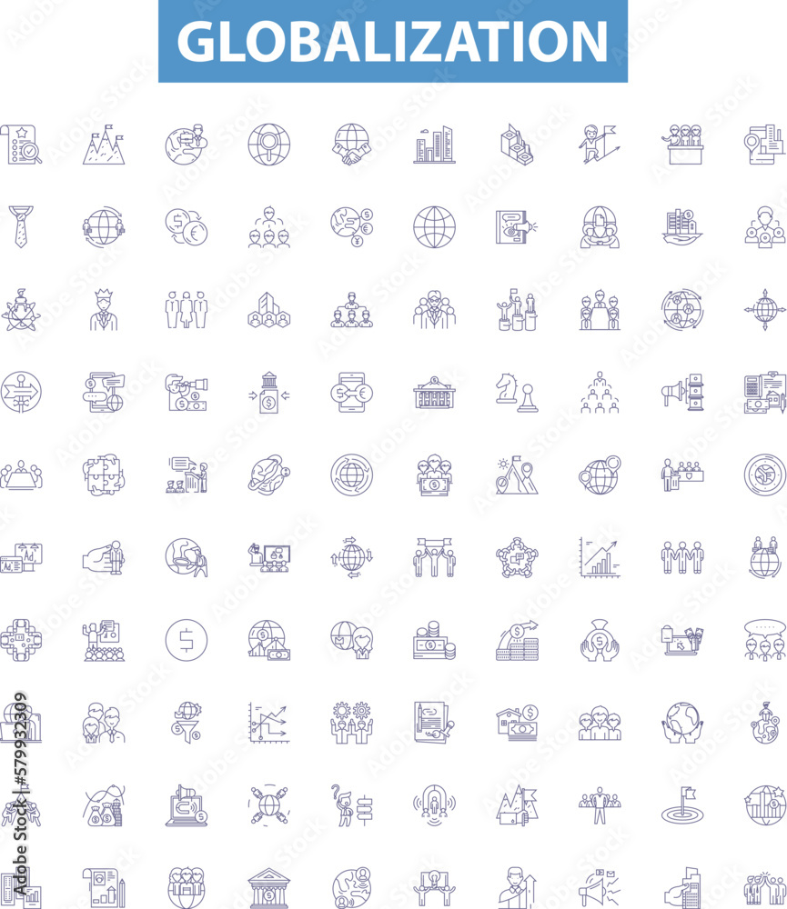 Globalization Line Icons Signs Set Internationalization Integration Liberalization