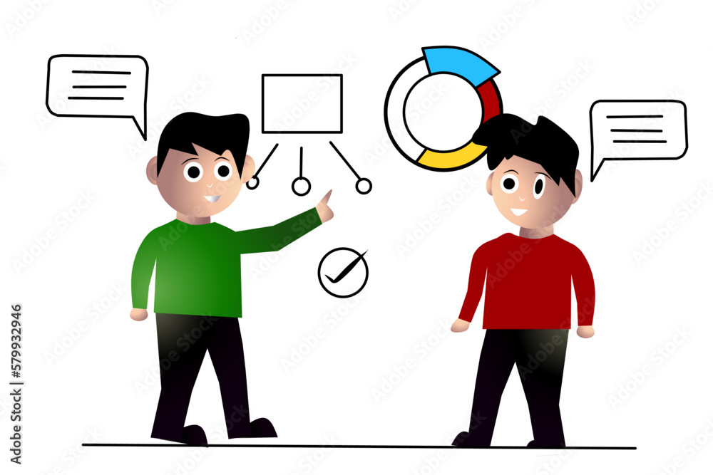 Business discussion concept object with two people talking to each ...