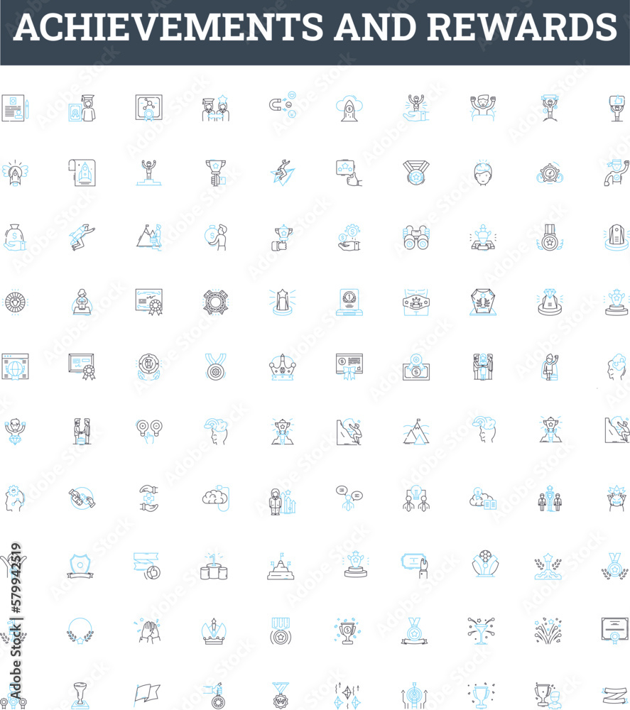 Achievements and rewards vector line icons set. Awards, Merits, Honors ...