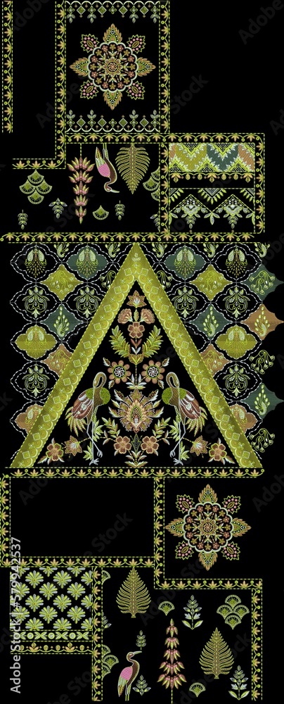 Geometrical embroidery lace border design, Decorative embroidery ...