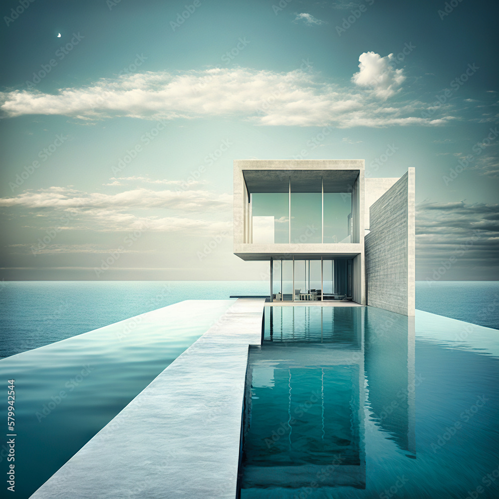 Amazing modern beach house, beach villa. Architectural exterior design ...