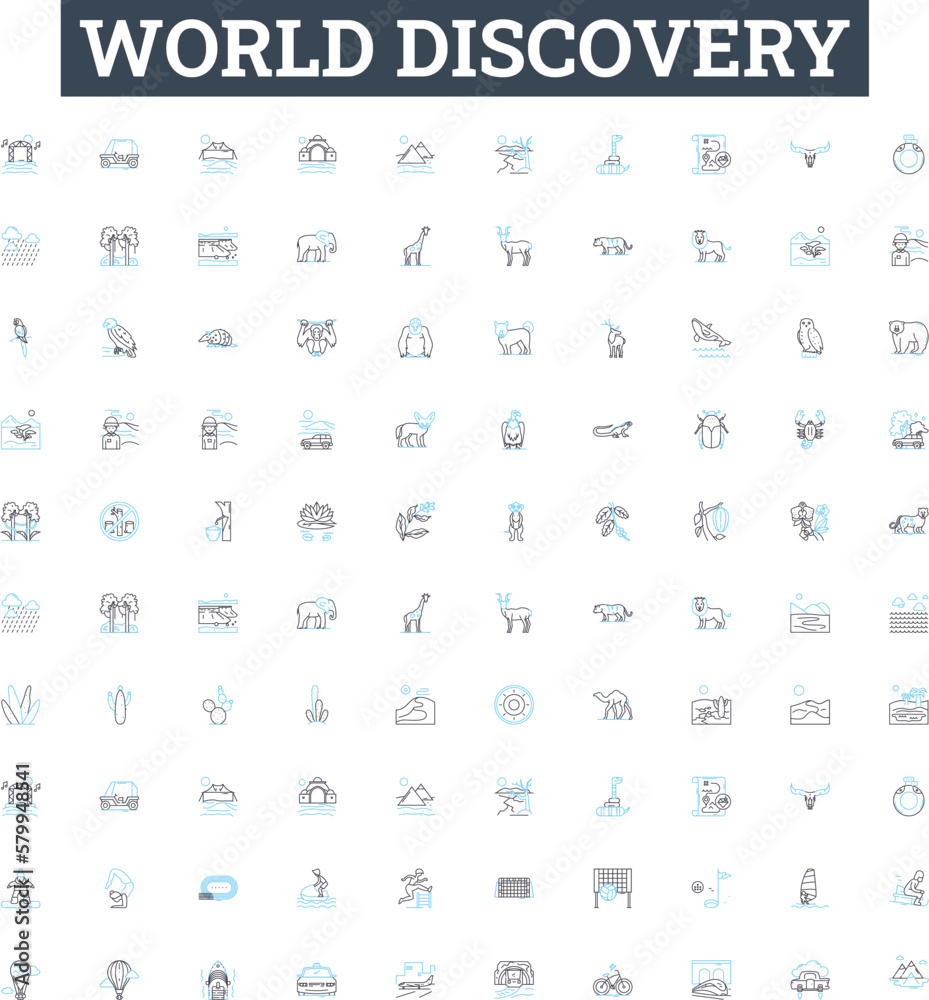 world discovery vector line icons set. Exploration, Expedition ...