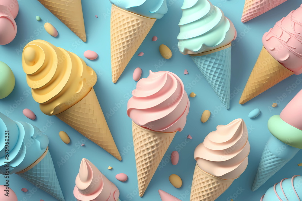 3d ice-cream pattern background Stock Illustration | Adobe Stock