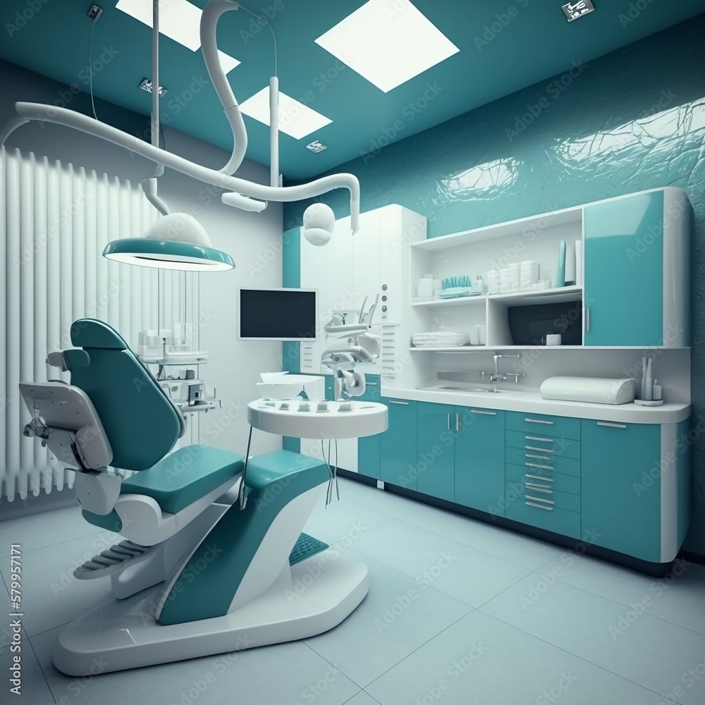 the interior of a modern dental office with state-of-the-art equipment ...