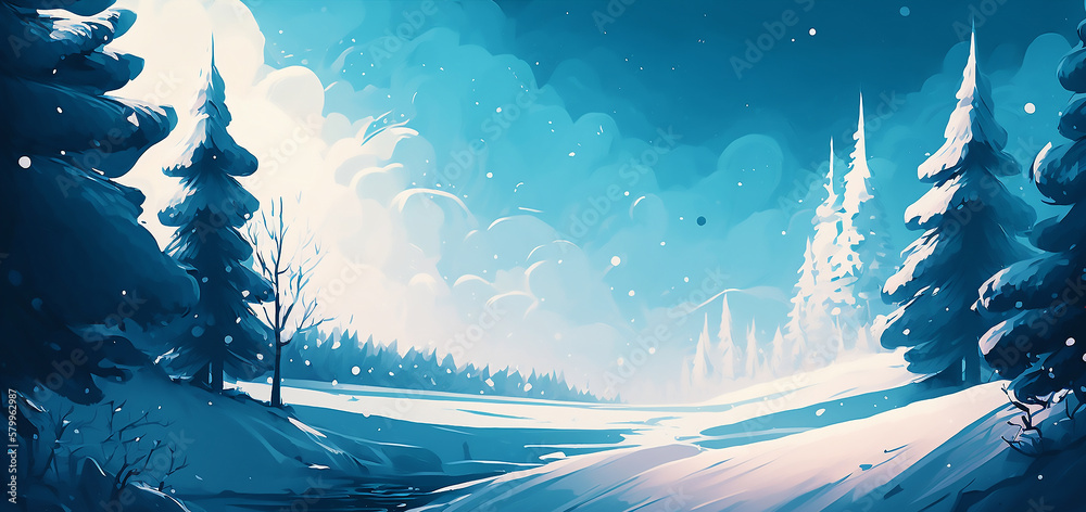 Snowy forest, 2d game art, concept art, gaming background generated ai ...