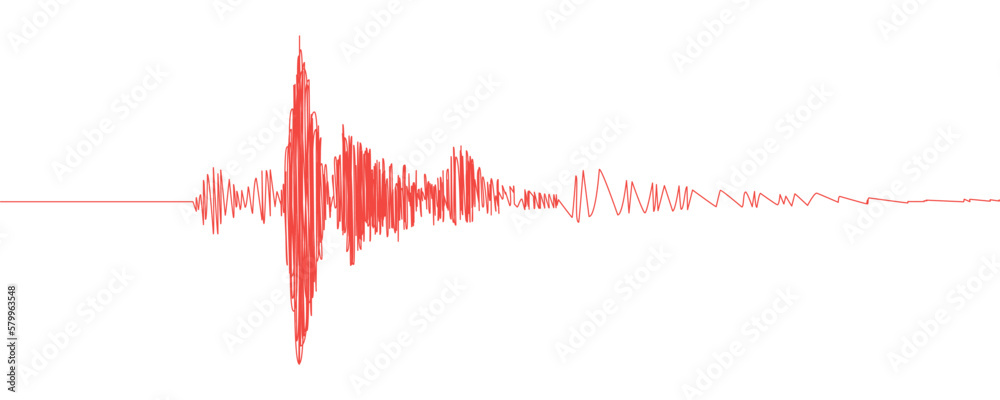 Seismogram of seismic activity or lie detector red record. Earthquake ...