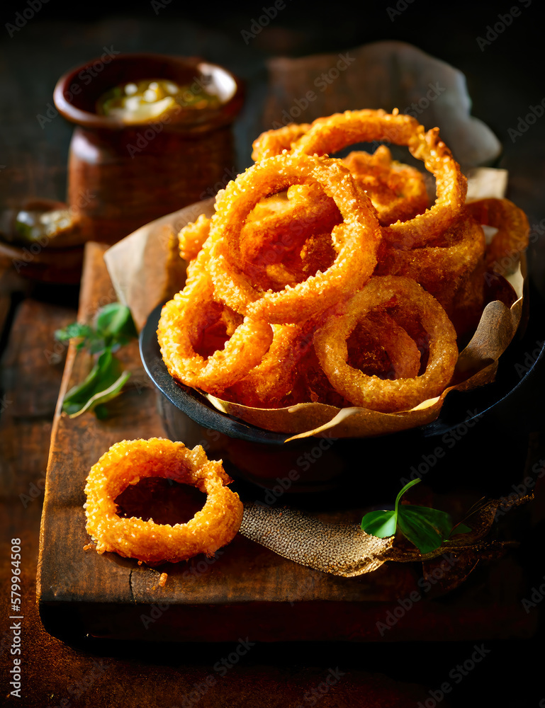 onion rings, crispy, golden rings of sliced onions with a crunchy ...