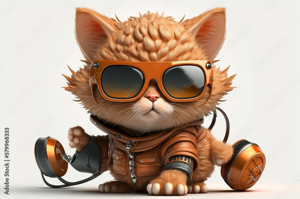 Cute happy cat wearing sunglasses, professional tshirt design vector ...