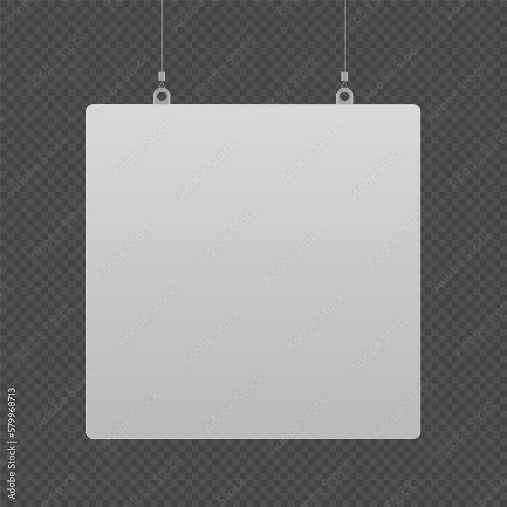 Empty clean hanging dangler mockup in geometric square shape on ...