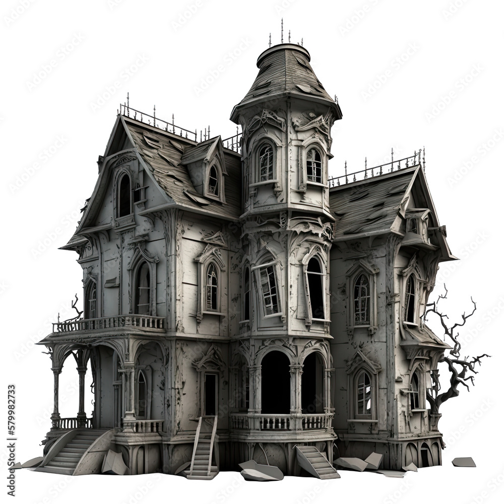 3D haunted house created with generative AI Stock Illustration | Adobe ...