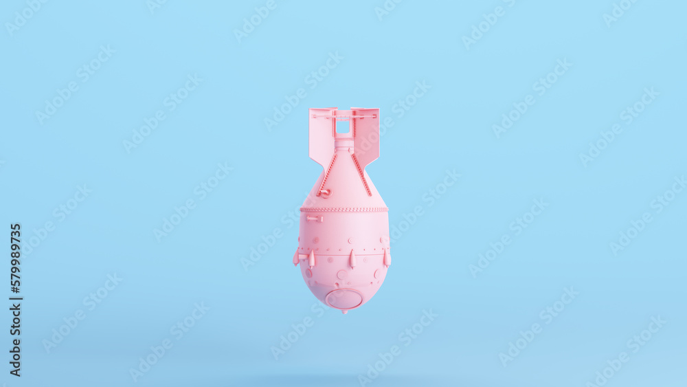 Pink Nuke Atomic Bomb Thermonuclear Soft Gen Z Kitsch Blue Background 3d illustration render ...