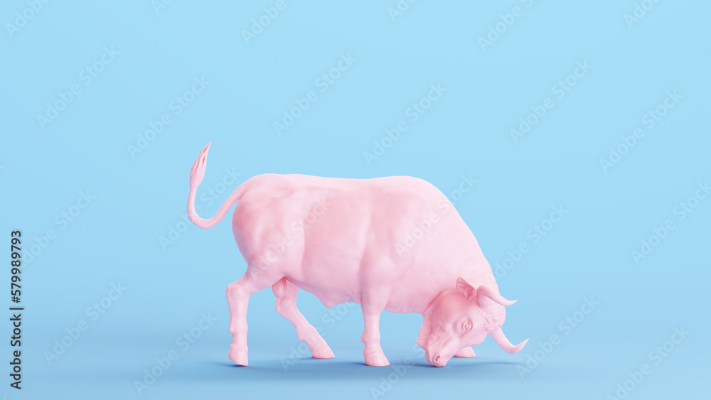 Pink Bull Strong Muscular Bullish Money Market Aggressive Business ...