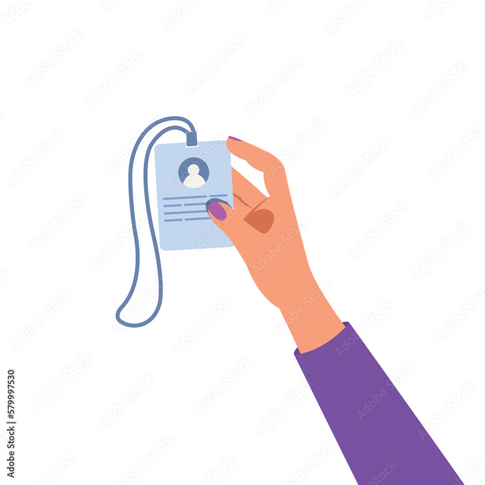 hand holding ID card, Employee ID, Identity Card concept. Stock Vector ...