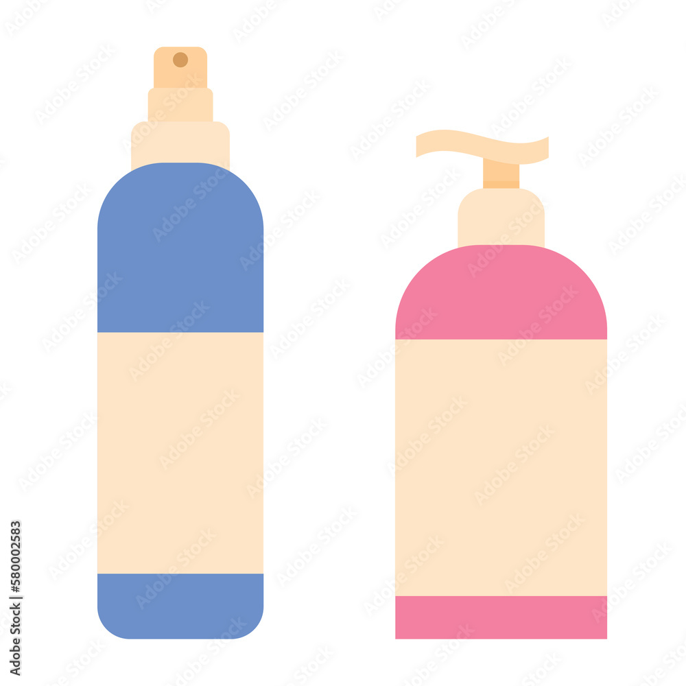 Vector cartoon image of jars with hair care products. Shampoo, mask ...