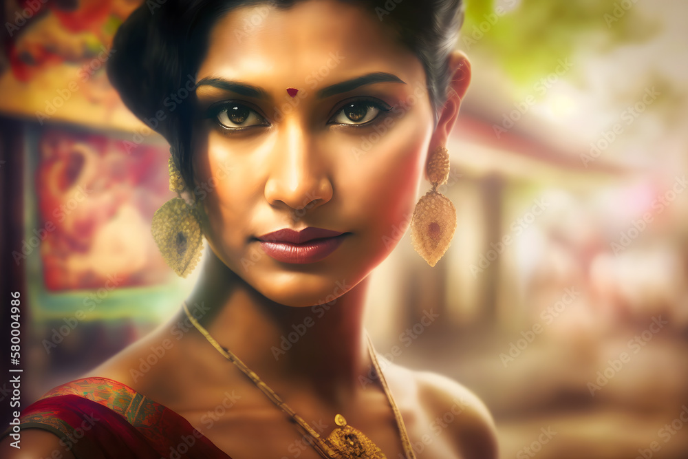 Beautiful indian girl. Young hindu woman. Neural network AI generated ...