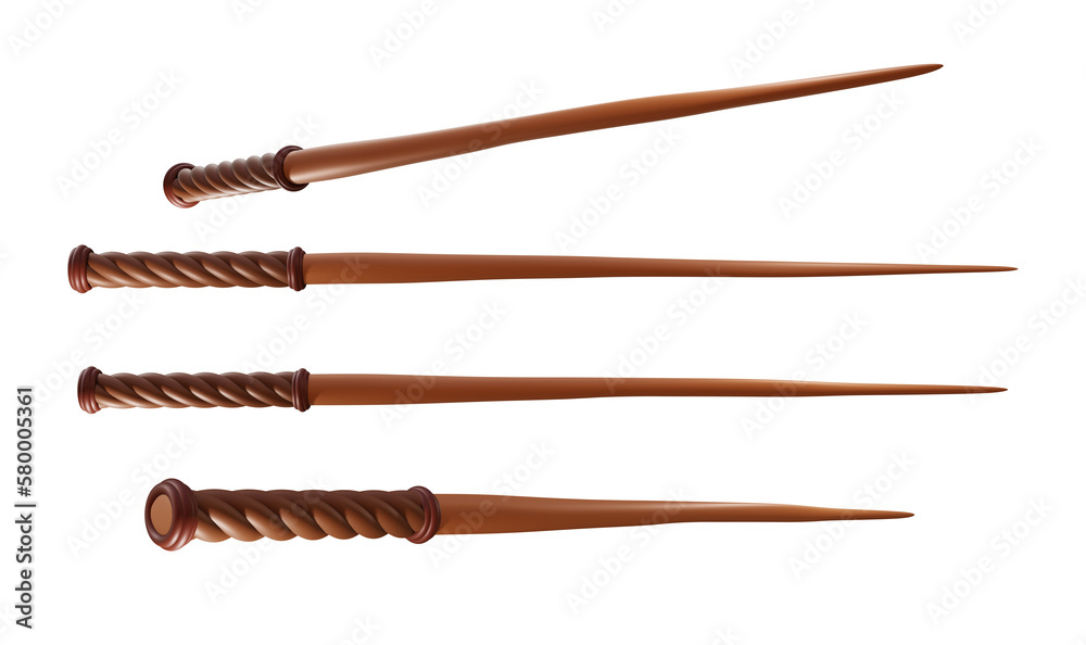 3d rendering magic wand rod wizard magician fairies trick equipment ...