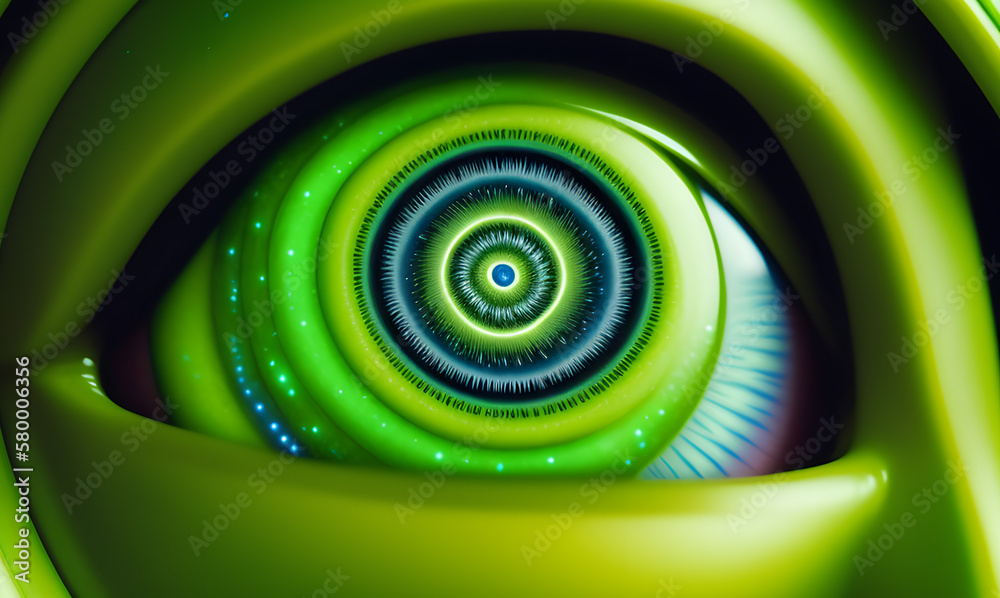 The eyes of an alien creature awakens the concept of artificial ...