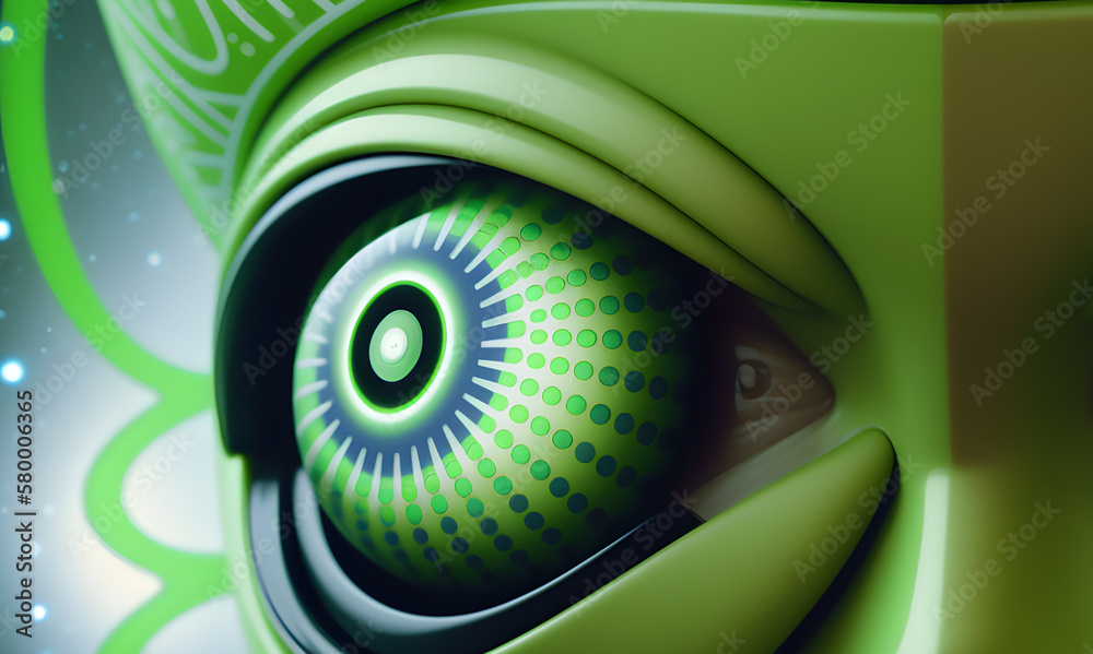 The eyes of an alien creature awakens the concept of artificial ...