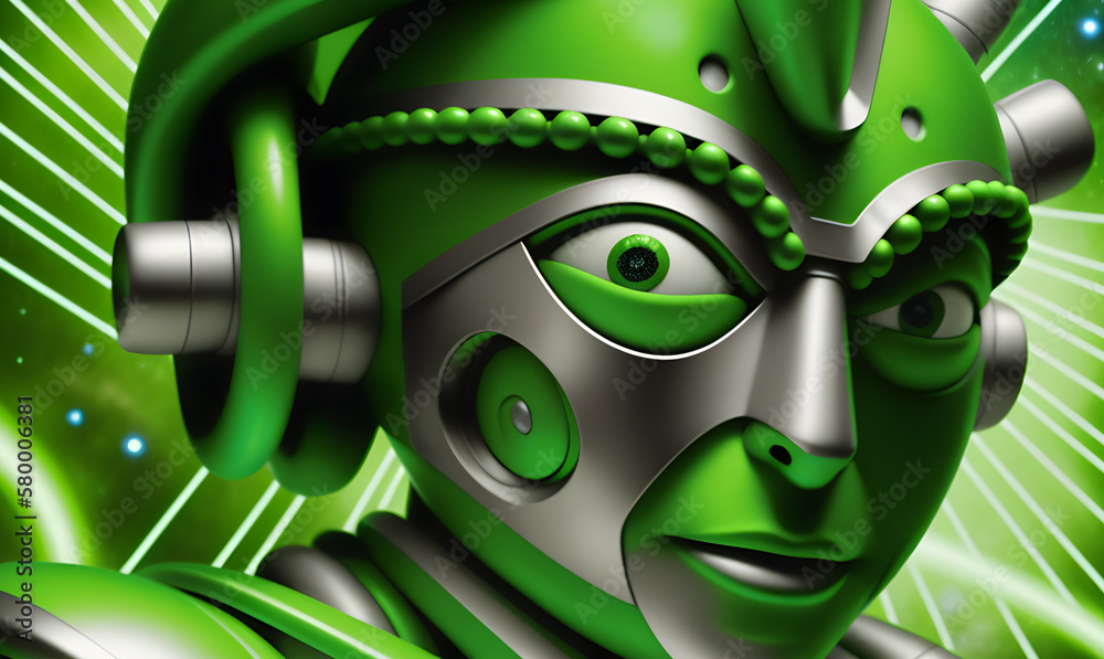 The head of an alien creature awakens the concept of artificial ...