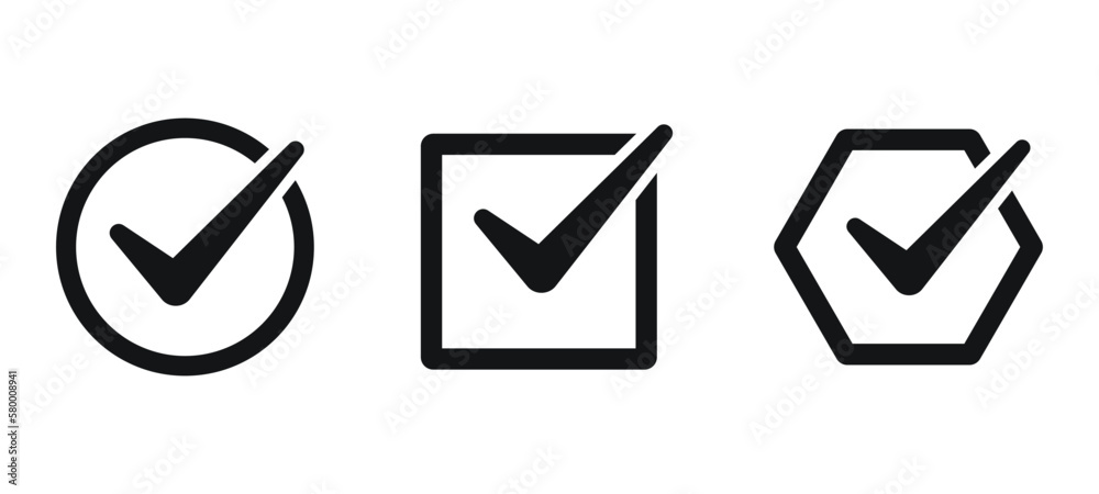 Photo Checkmark icons, flat check symbols, tick sign vector ...