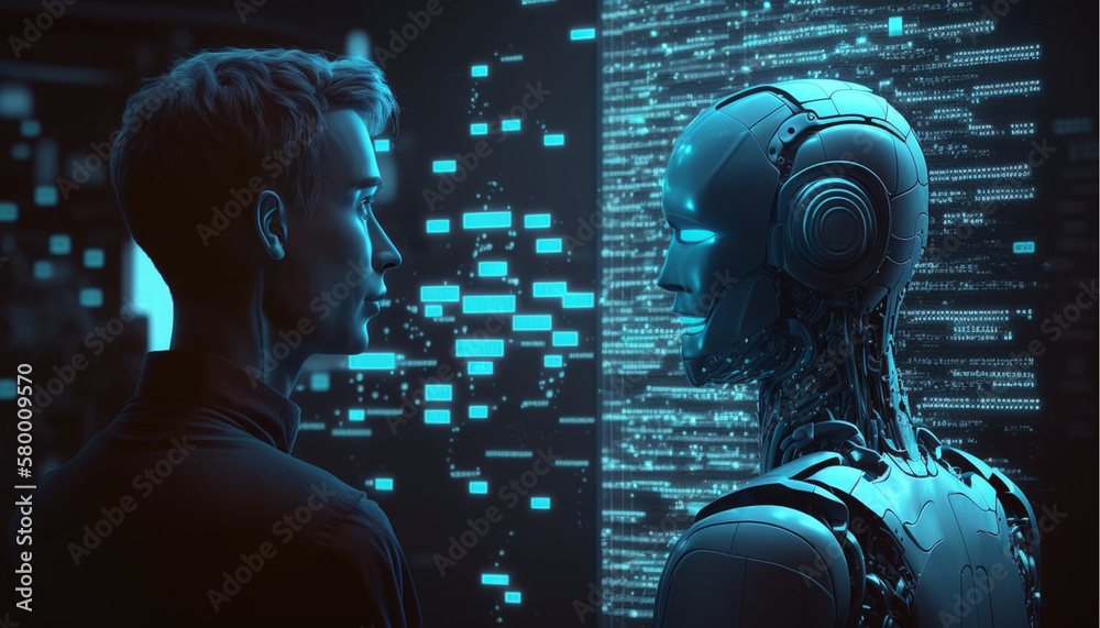 Man talking to robot, Breaking Barriers A Conversation between Man and ...