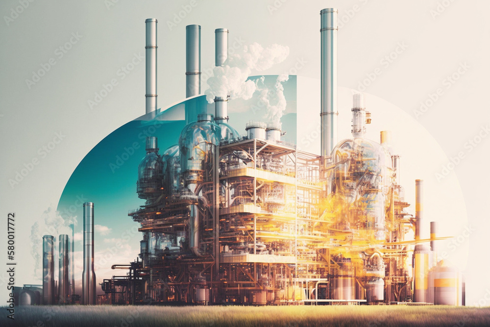 painting ideas Oil refinery at twilight - petrochemical industry.Future ...