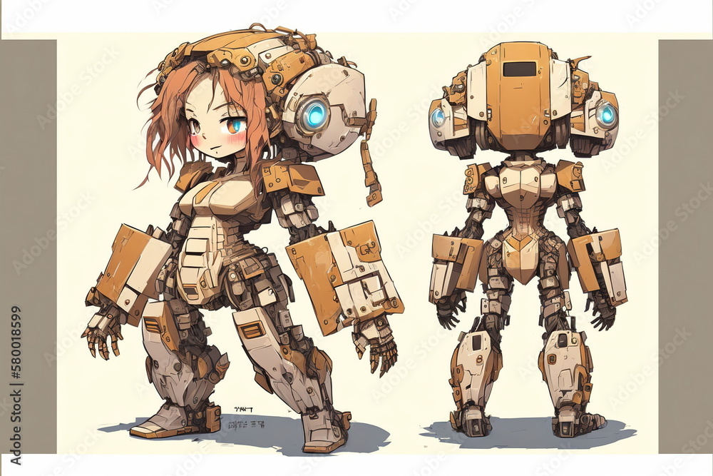 Wondrous full body futuristic sci-fi military humanoid robot girl in ...