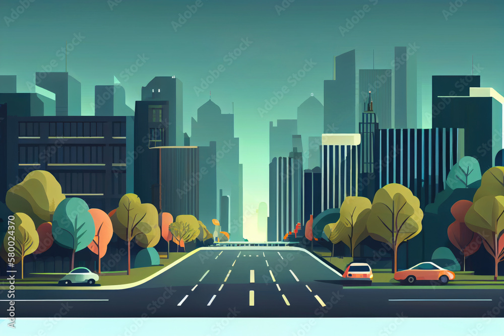 Busy urban cityscape template with modern buildings roads futuristic ...
