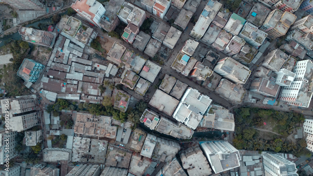Drone shot of Dhaka's dangerously congested buildings Stock Photo ...