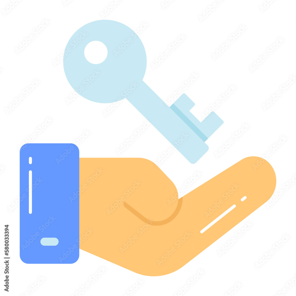 Hand with key denoting vector of key handover in modern style Stock ...