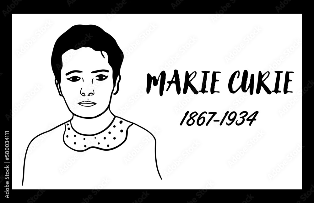 Sketch Drawing of Marie Curie's Portrait Stock Vector | Adobe Stock