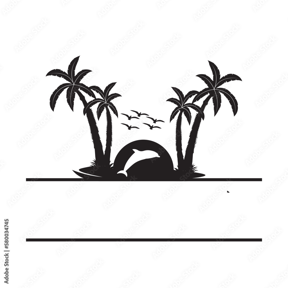 palm tree name frame monogram svg, Palm Trees svg, Beach Png svg ...