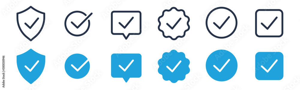 Vetor de Checkmark, checklist icons. Editable stroke. Vector graphic ...