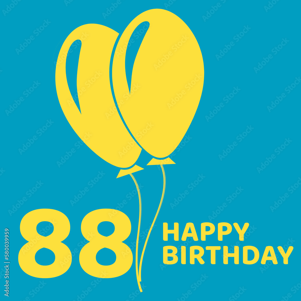 88 years logo. Square logo illustration with 88. Happy birthday text on ...